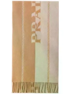 Prada Small Jacquard-logo Wool Scarf - Neutrals