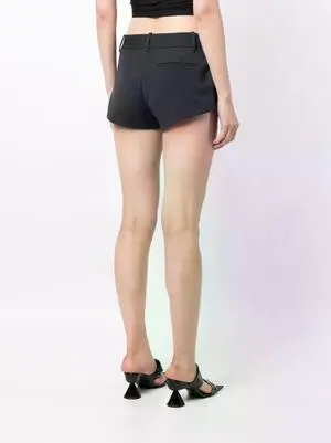 AREA Crystal-embellished Virgin Wool Mini Shorts