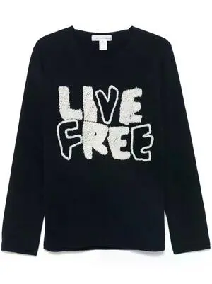 Comme Des Garçons X Fred Perry "live Free" Jumper - Blue