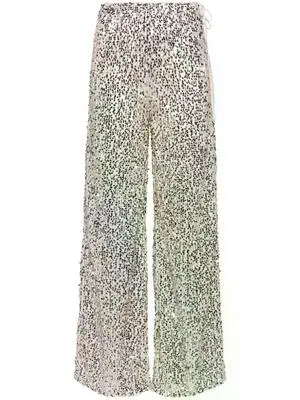 ROTATE BY BIRGER CHRISTENSEN Sequin Embellished Straight-leg Trousers - Neutrals