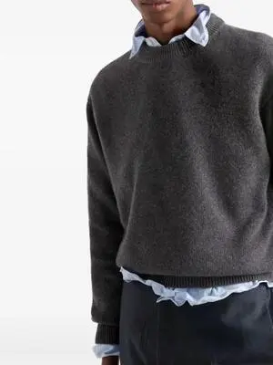 Prada Crew Neck Logo Patch Sweater