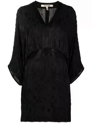 Roberto Cavalli Embellished Silk Mini Dress - Black