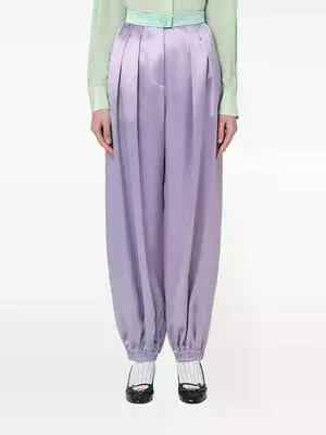 Valentino Garavani Lilac Silk Trousers With Elasticated Ankles