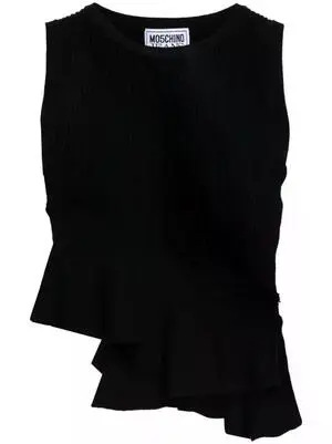 Moschino Knitted Ruffle Detail Top - Black