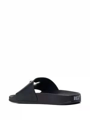 Red Valentino Heart Plaque Flat Slides - Black