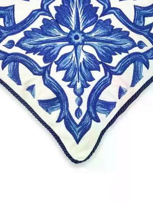 Dolce & Gabbana Embroidered Majolica-print Cushion - Blue