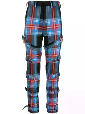 CHARLES JEFFREY Tartan Buckled Straight-leg Trousers - Blue