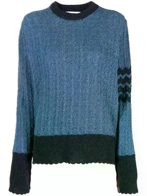 Thom Browne Cable Knit Pointelle Stitch Jumper - Blue