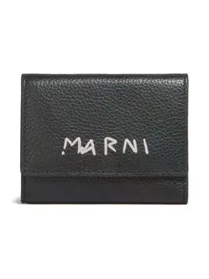 Marni Logo-embroidered Leather Key Holder - Black