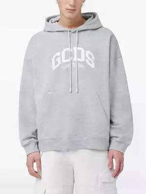 Gcds Logo-print Cotton Blend Hoodie - Grey