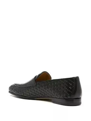 DOUCAL'S Interwoven Leather Double Buckle Monk Shoes - Black