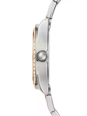 Guess Stainless Steel Watch With Crystal-encrusted Bezel And Link Bracelet