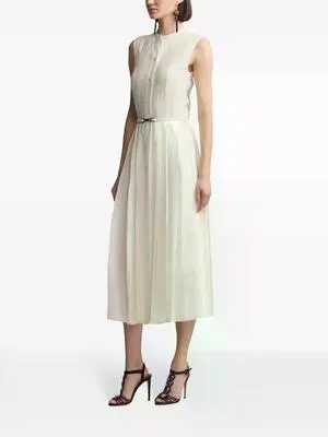 Ralph Lauren Pleated Belted Midi Dress - Neutrals