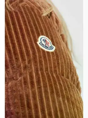 Moncler Corduroy Puffer Jacket With Logo Patch