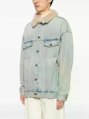 We11Done Shearling-collar Denim Jacket