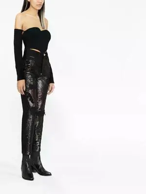 Philipp Plein High-waisted Sequinned Ripped Jeans