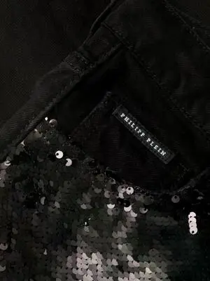 Philipp Plein High-waisted Sequinned Ripped Jeans