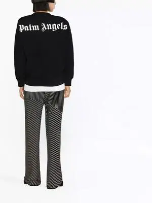 Palm Angels Logo Print Long Sleeve Top - Black