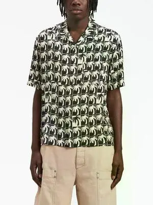 Palm Angels Palm-tree Print Bowling Shirt - Black