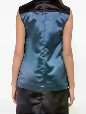 Calvin Klein Satin Sleeveless Blouse With Decorative Buttons