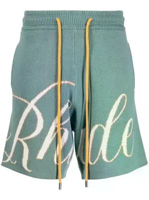 Rhude Script-logo Knitted Shorts - Green