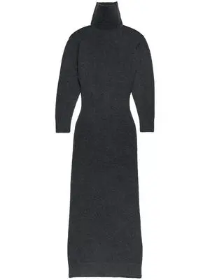 AMI Paris Elbow Patch Knitted Maxi Dress - Grey