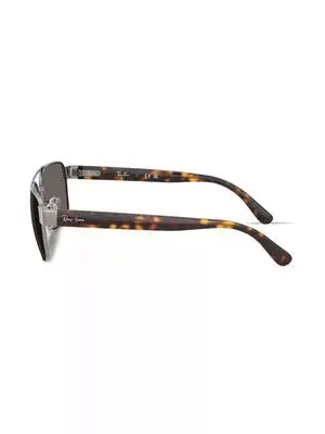 Ray-ban Tone Metal Square Frame Sunglasses With Logo Detail - Silver