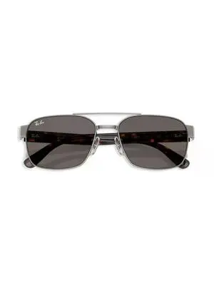 Ray-ban Tone Metal Square Frame Sunglasses With Logo Detail - Silver