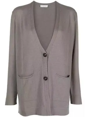 LE TRICOT PERUGIA Fine-ribbed Cardigan - Grey