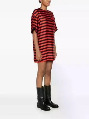 Plan C Striped Satin Mini Dress