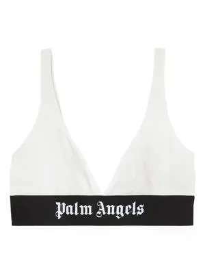 Palm Angels Logo-underband Triangle-cup Bra - White