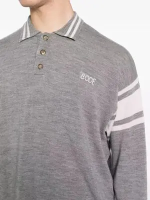 BODE Logo-embroidered Striped Polo Shirt - Grey