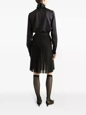Dolce & Gabbana Pleated Stretch Silk Satin Midi Skirt