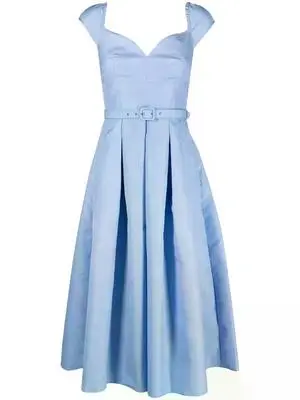 SELF-PORTRAIT Pleated Midi Dress - Blue