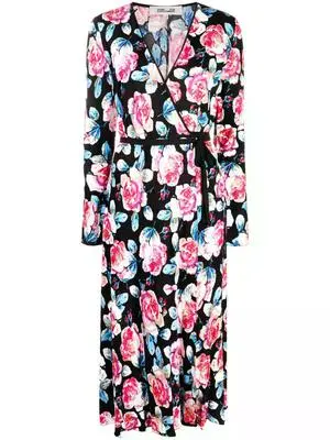 Diane Von Furstenberg Anika Rose-print Midi Wrap Dress