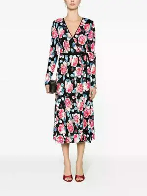Diane Von Furstenberg Anika Rose-print Midi Wrap Dress
