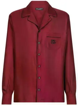 Dolce & Gabbana Dg Essentials Logo-patch Silk Shirt - Red
