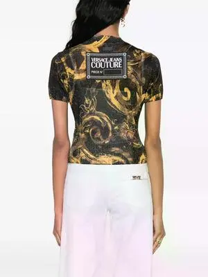 Versace Barocco Print Glitter Knit Top