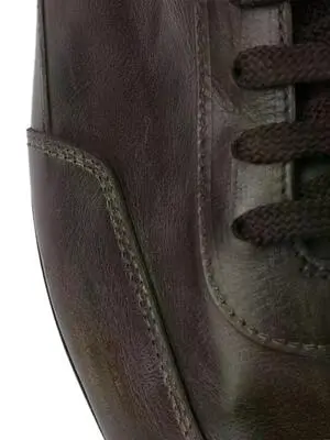 Prada Leather Collapse Lace-up Sneakers - Brown