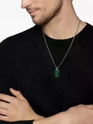 David Yurman Sterling Malachite Tag Pendant