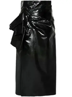 MAISON MARGIELA Coated Midi Skirt With Ruched Detailing