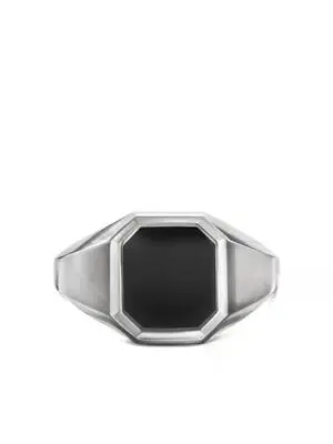 David Yurman Sterling Onyx Signet Ring - Silver