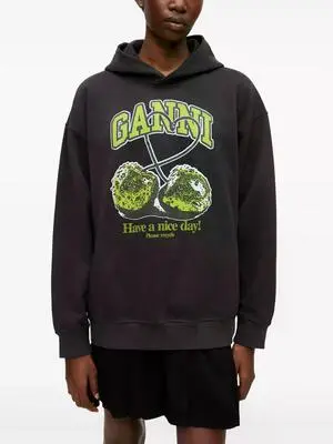 GANNI Printed Hoodie With Drop Shoulder