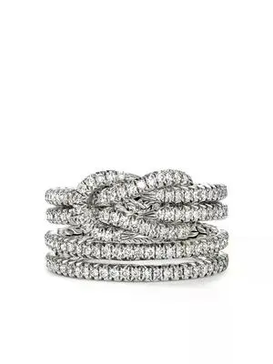 John Hardy Sterling Love Knot Diamond Ring - Silver