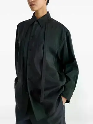 LEMAIRE Tie-detail Silk Blend Shirt - Black