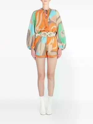 Silvia Tcherassi Abstract-print Linen Shorts