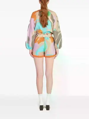 Silvia Tcherassi Abstract-print Linen Shorts