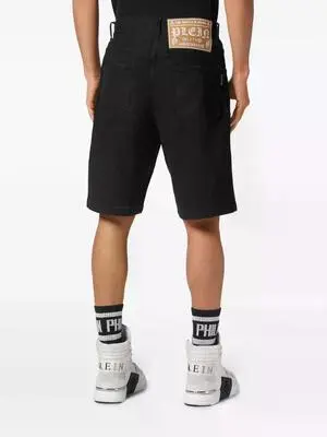 Philipp Plein Skull Embroidered Denim Shorts