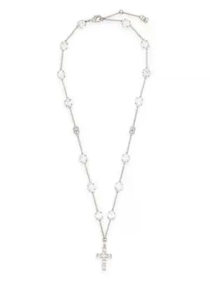 Dolce & Gabbana Tone Crystal Embellished Cross Pendant Necklace
