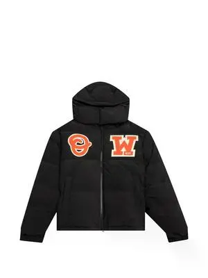 Off-White Puffer Coat With Logo Patch